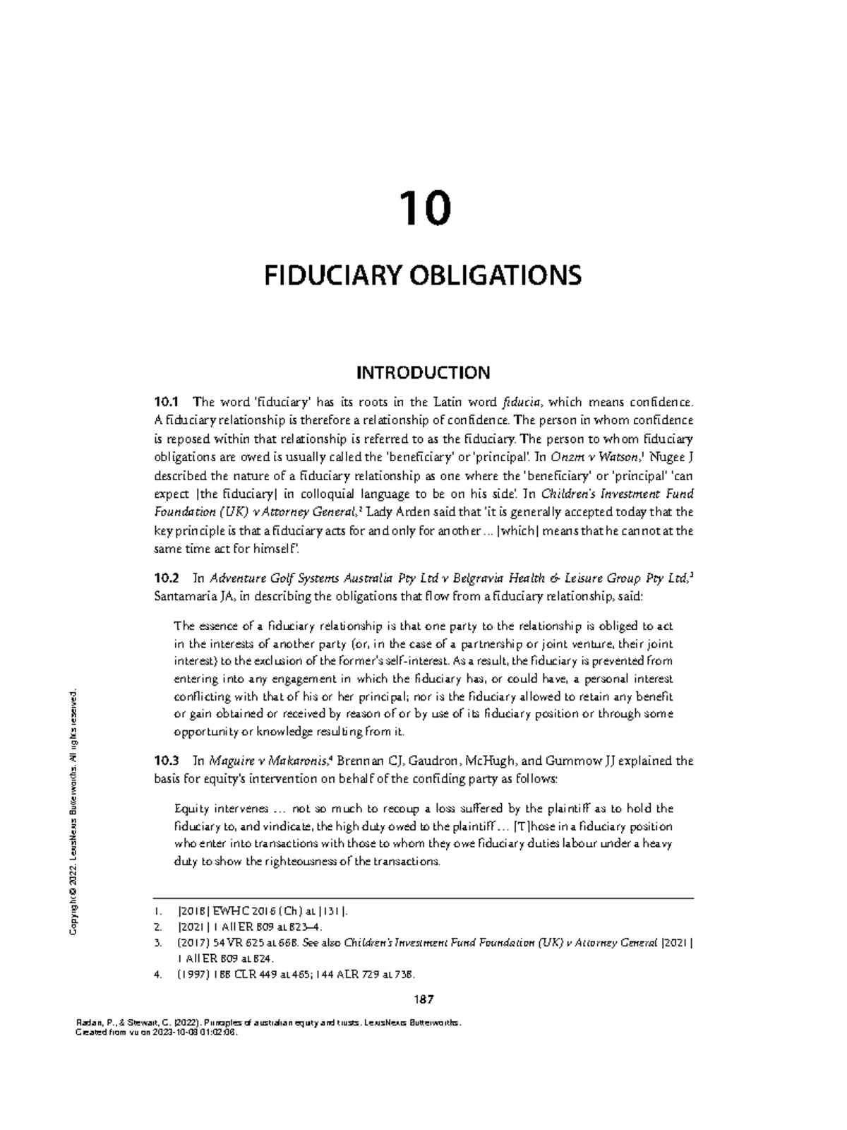 Chapter 10 Fiduciary Obligations - 187 10 FIDUCIARY OBLIGATIONS ...