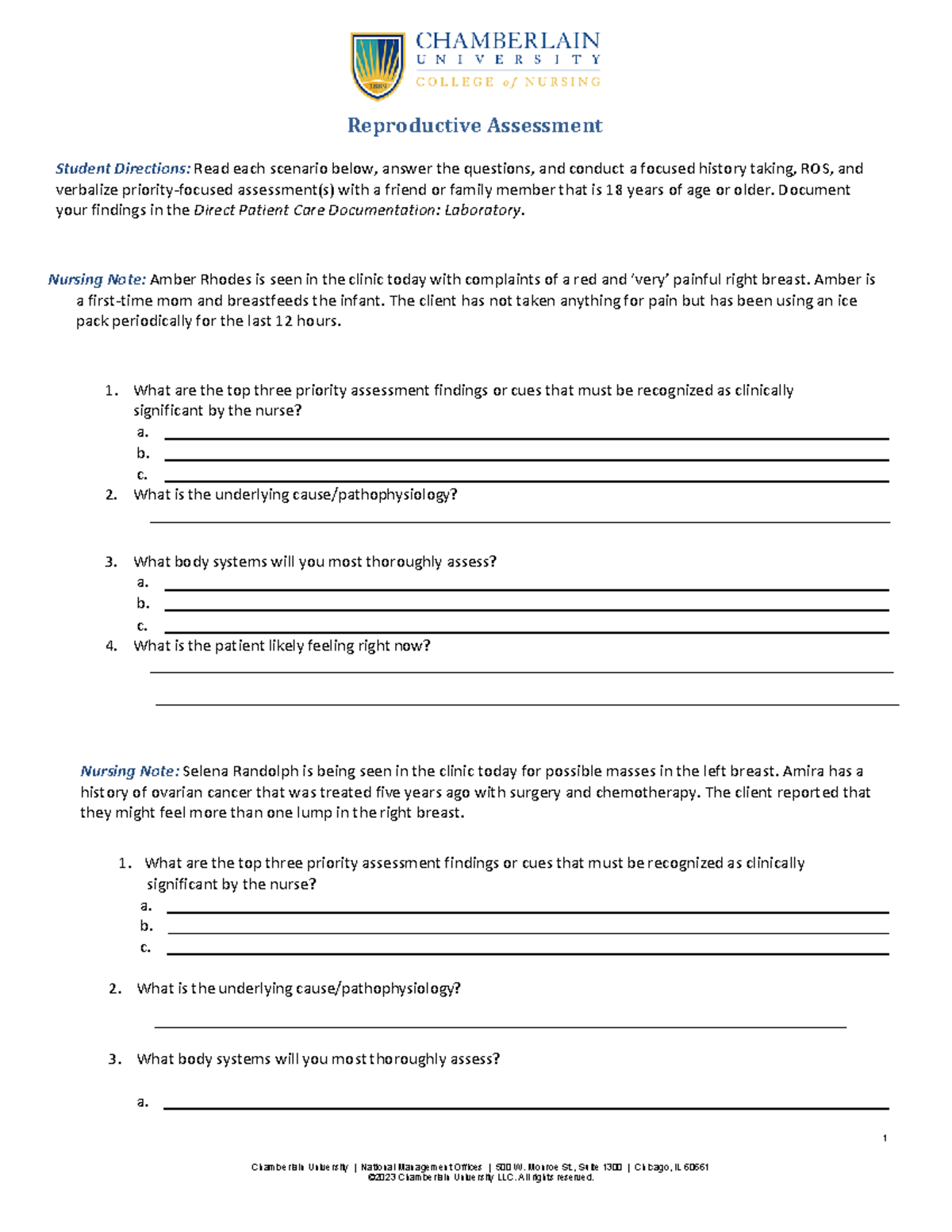 Reproductive Assessment Student Version - Reproductive Assessment 1 ...