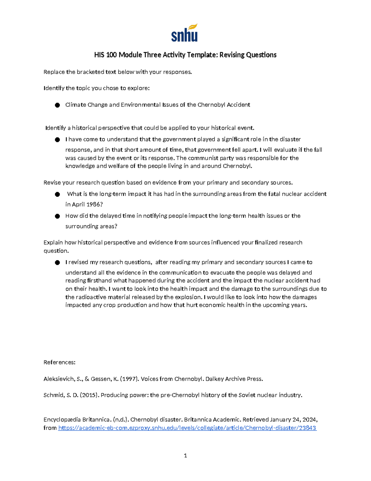 HIS 100 Module Three Activity Revising Questions - HIS 100 Module Three ...