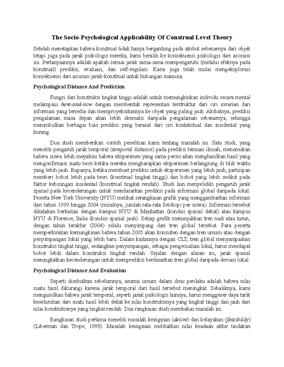 Psikologi The Socio-Psychological Applicability Of Construal Level ...