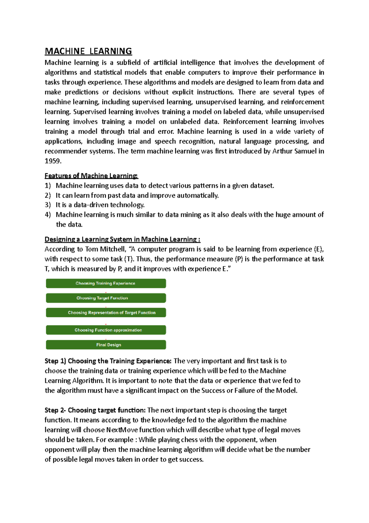 Machine Learning - MACHINE LEARNING Machine learning is a subfield of ...