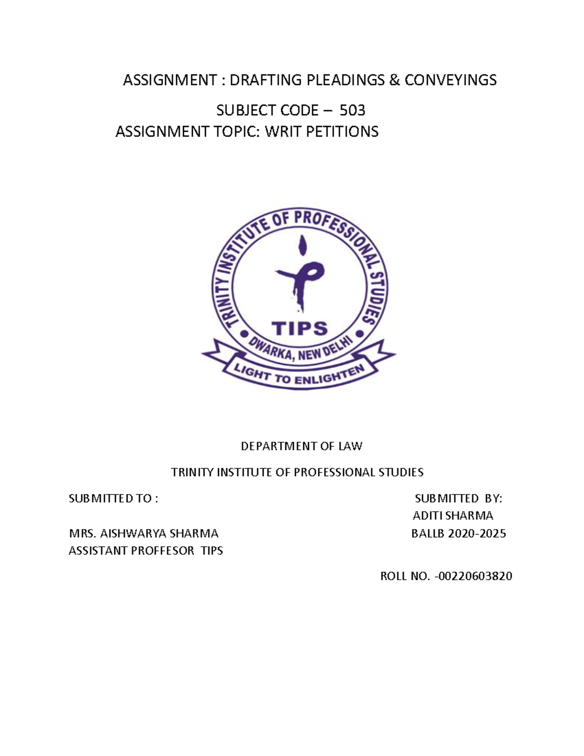 Assignment drafting - Sample - ASSIGNMENT : DRAFTING PLEADINGS ...