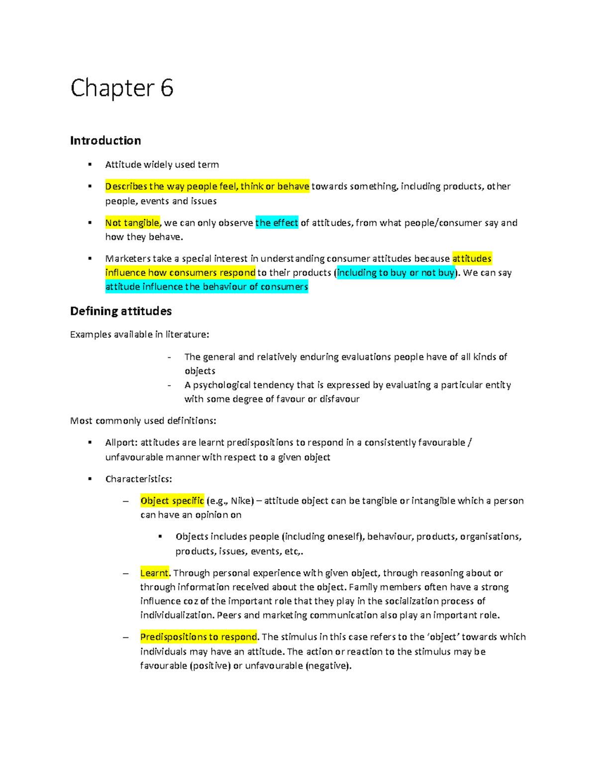 BEM 212 Chapter 6 - Chapter 6 Introduction Attitude widely used term ...