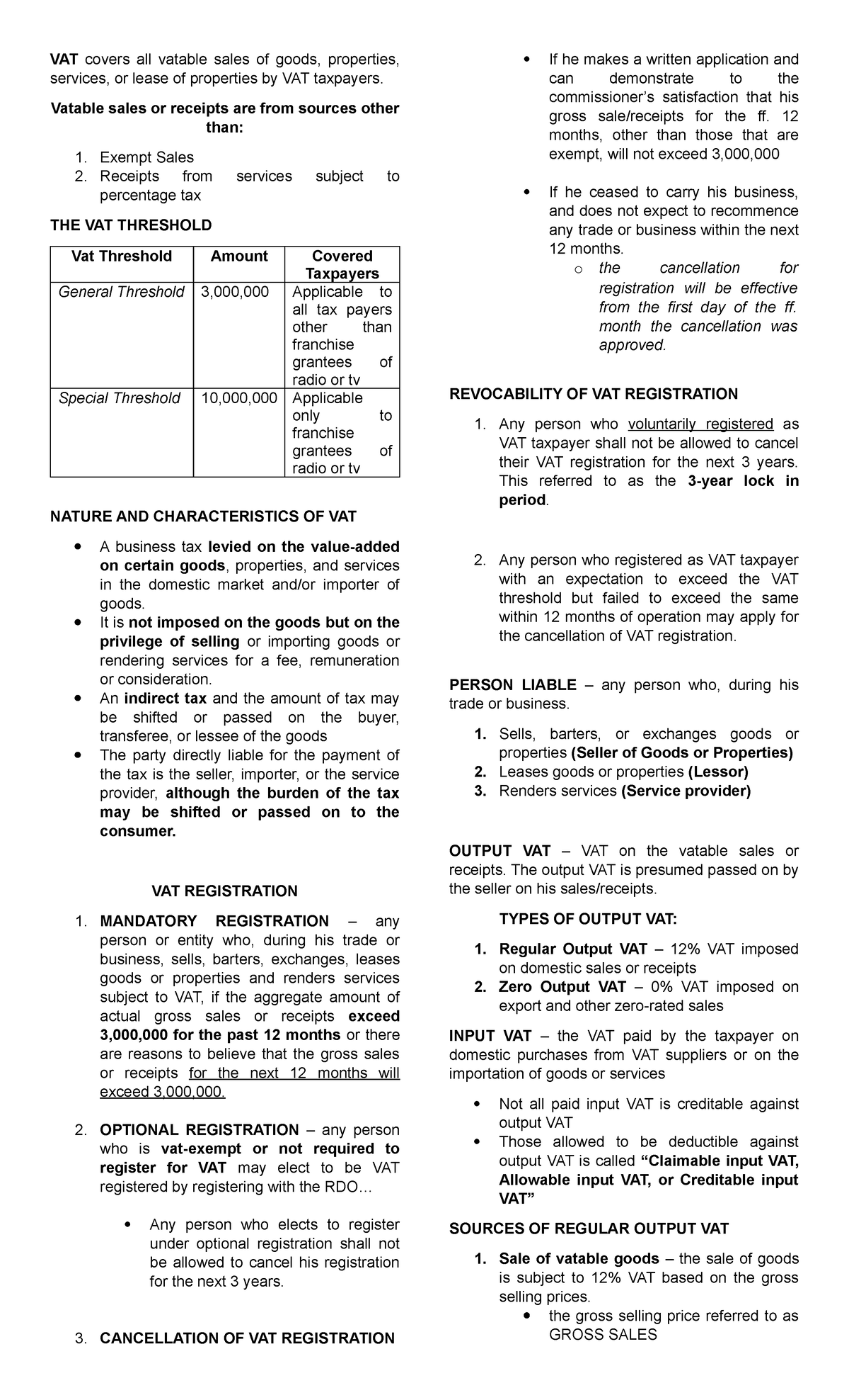 2nd exam reviewer in Bus. Tax - VAT covers all vatable sales of goods ...