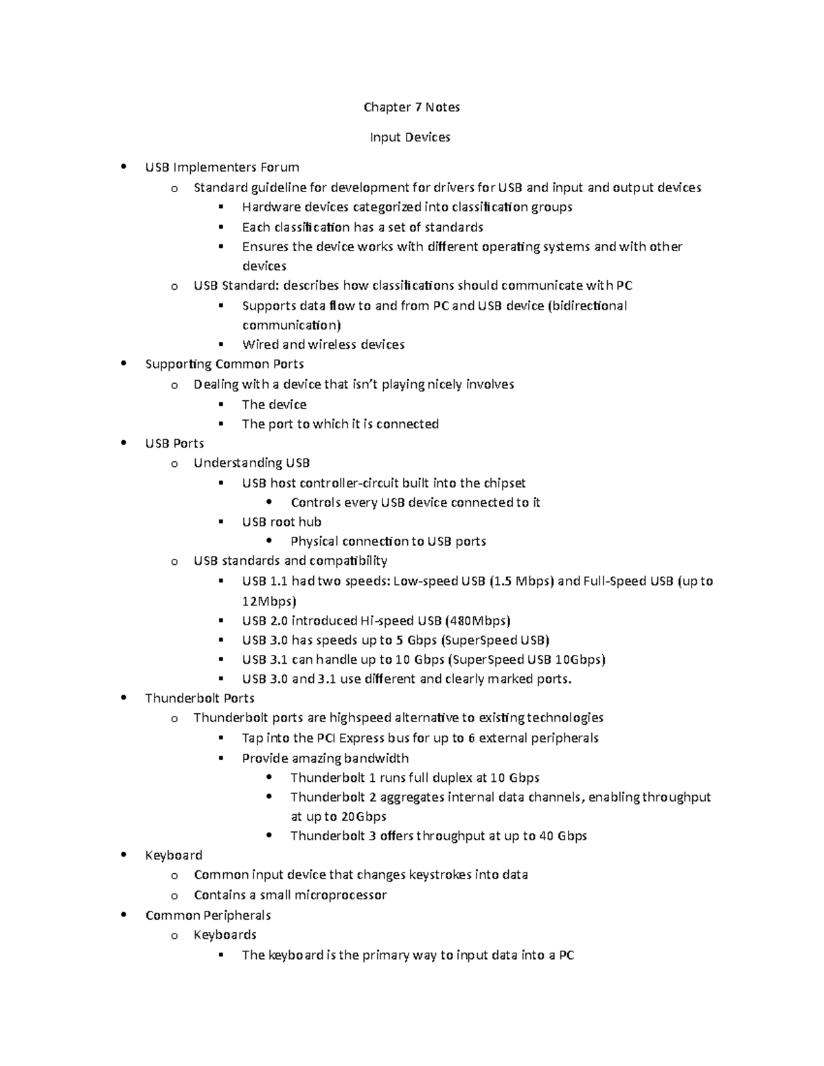 Chapter 7 Notes - Chapter 7 Notes Input Devices USB Implementers Forum ...