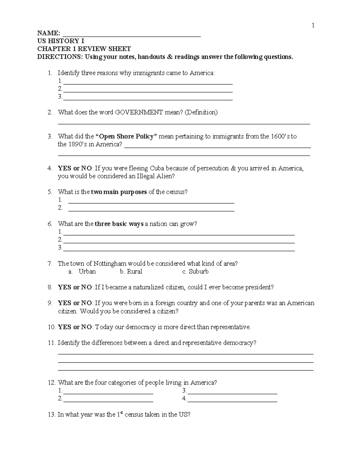 Chapter 1 Review Sheet 2020 - NAME ...