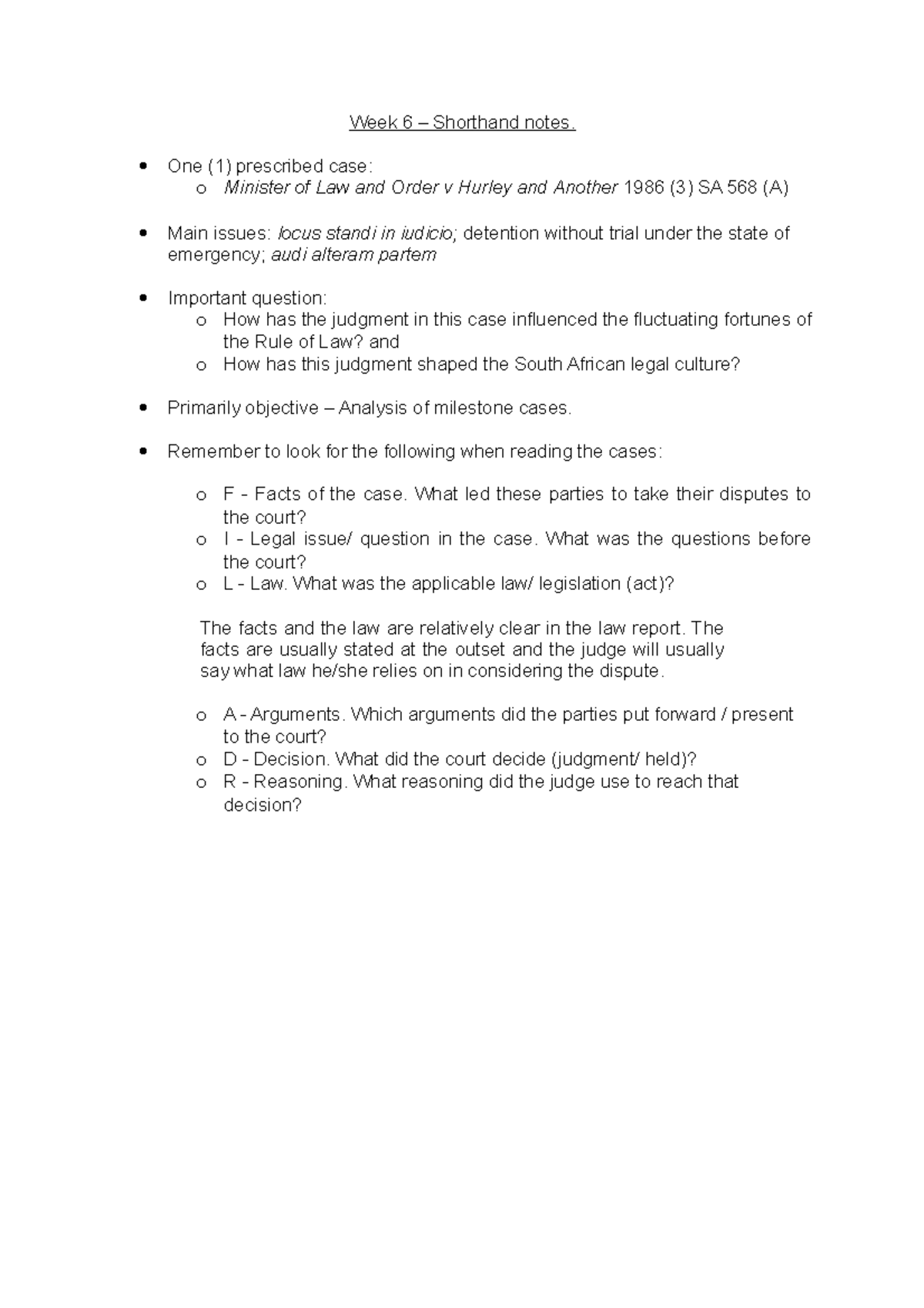 Week 6 Shorthand notes - Week 6 – Shorthand notes. One (1) prescribed ...