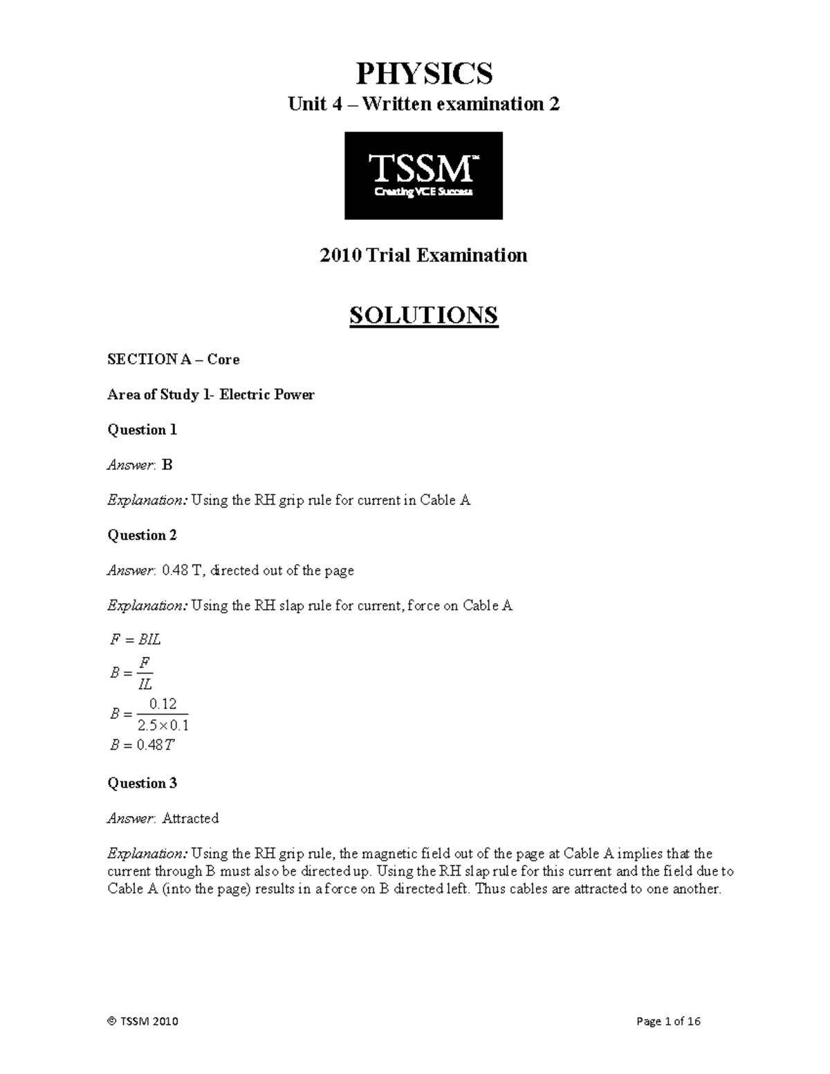 [Physics] 2010 TSSM Unit 4 Solutions - PHYSICS Unit 4 – Written ...
