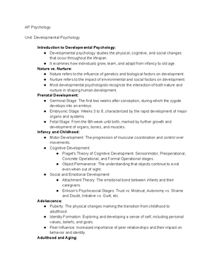 AP Psychology Module 47 - Cognitive Development - Studocu