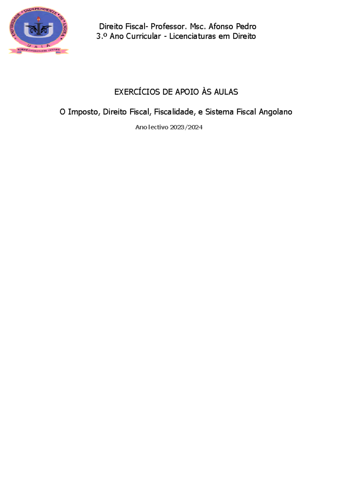Caderno exercicios - Direito Fiscal- Afonso Pedro - Direito Fiscal ...