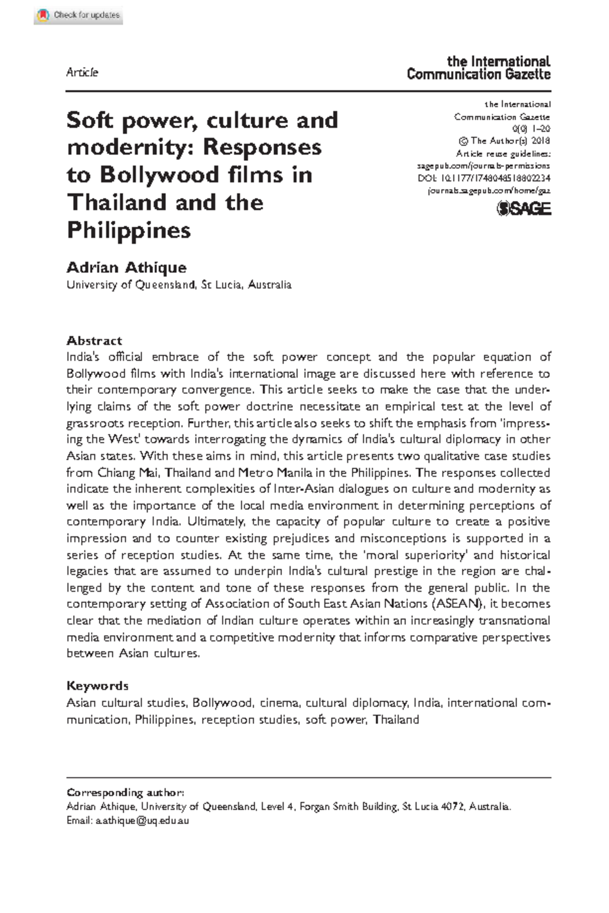 Soft power culture and modernity Respons - the International ...