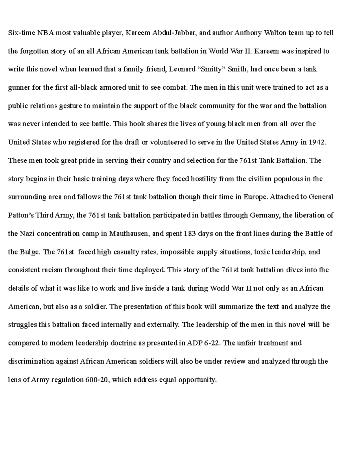 Oral presentation script - Six-time NBA most valuable player, Kareem ...