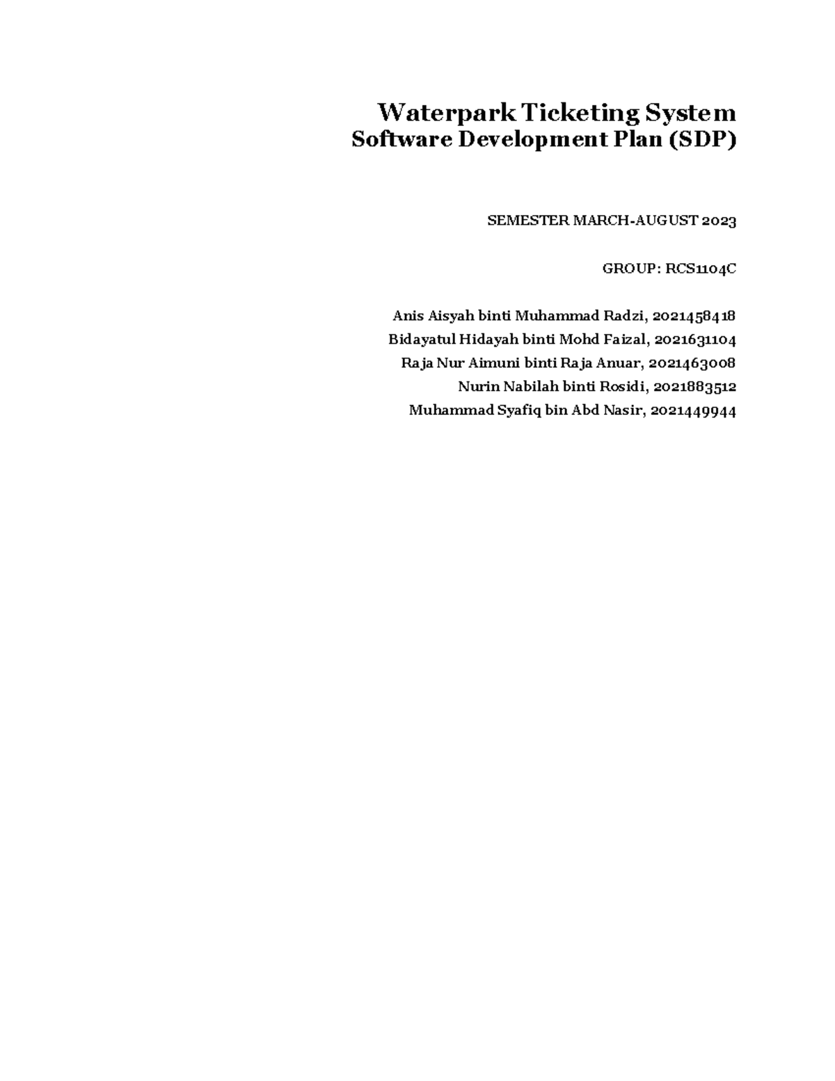 SDP Group 3 - GOOD - Waterpark Ticketing System Software Development ...