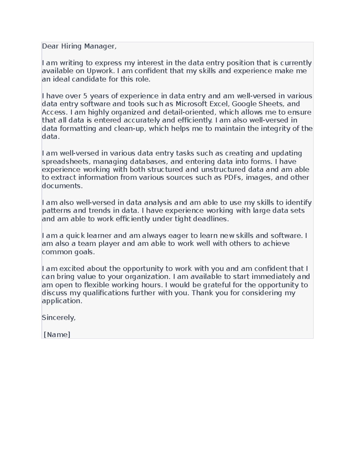 Up word cover letter - Dear Hiring Manager, I am writing to express my ...