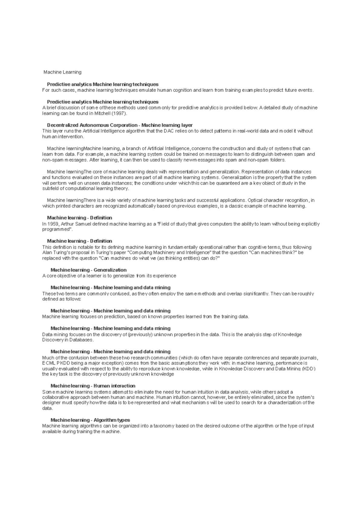 Machine Learning - 3 Predictive analytics Machine learning techniques A ...