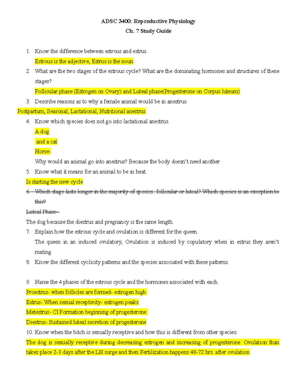 Chapter 7 Study Guide repro - ADSC 3400: Reproductive Physiology Ch. 7 ...