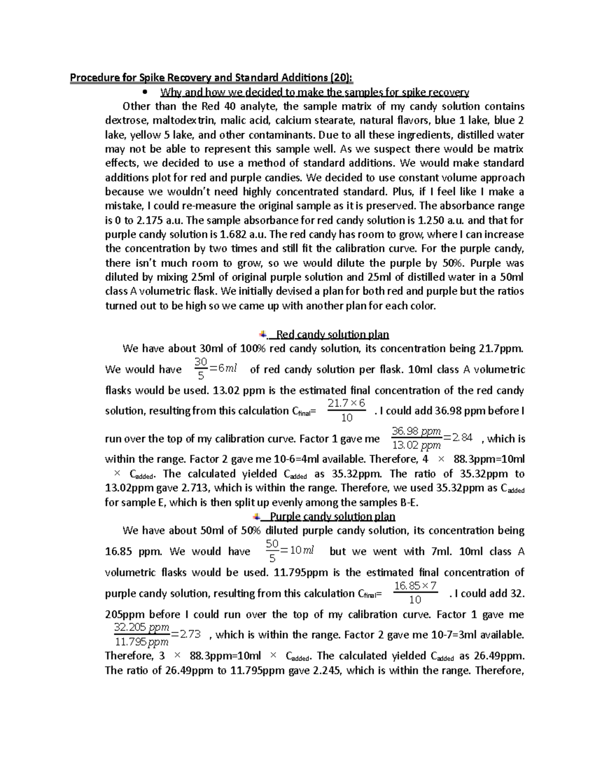 Procedure for lab 2B - Lab 2B - Procedure for Spike Recovery and ...