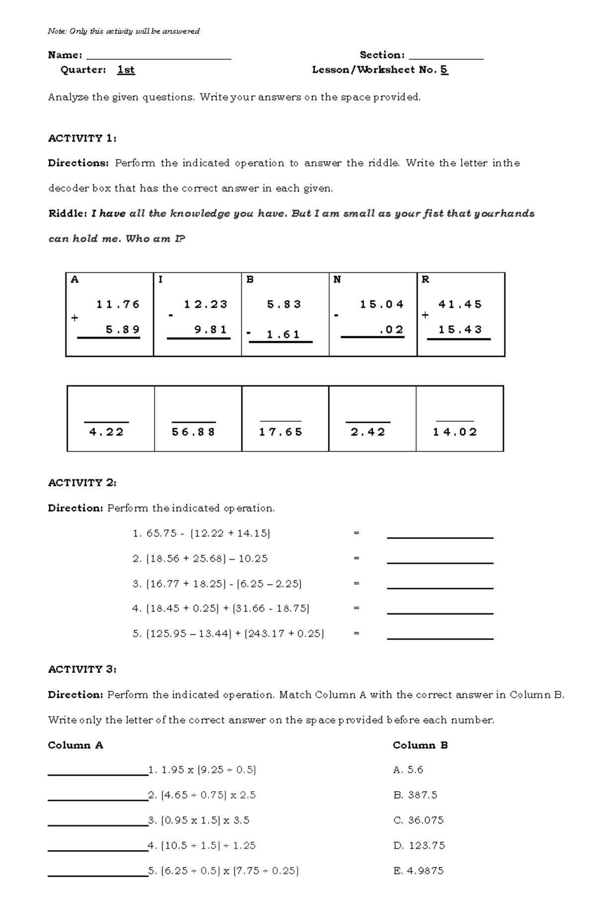 Q1 assessment mod 5 reedit - BSED Math - BulSU - Studocu