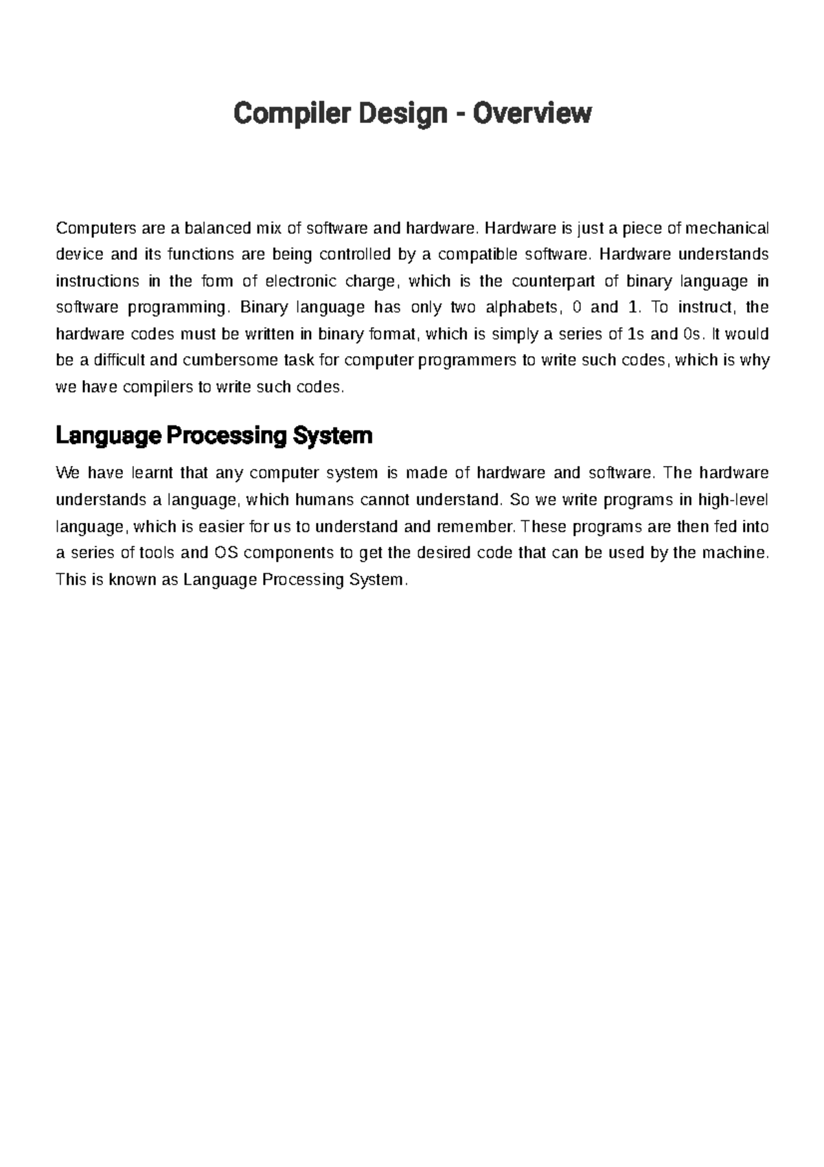01compiler Design Overview Compiler Design Overview Computers Are A Balanced Mix Of 9549
