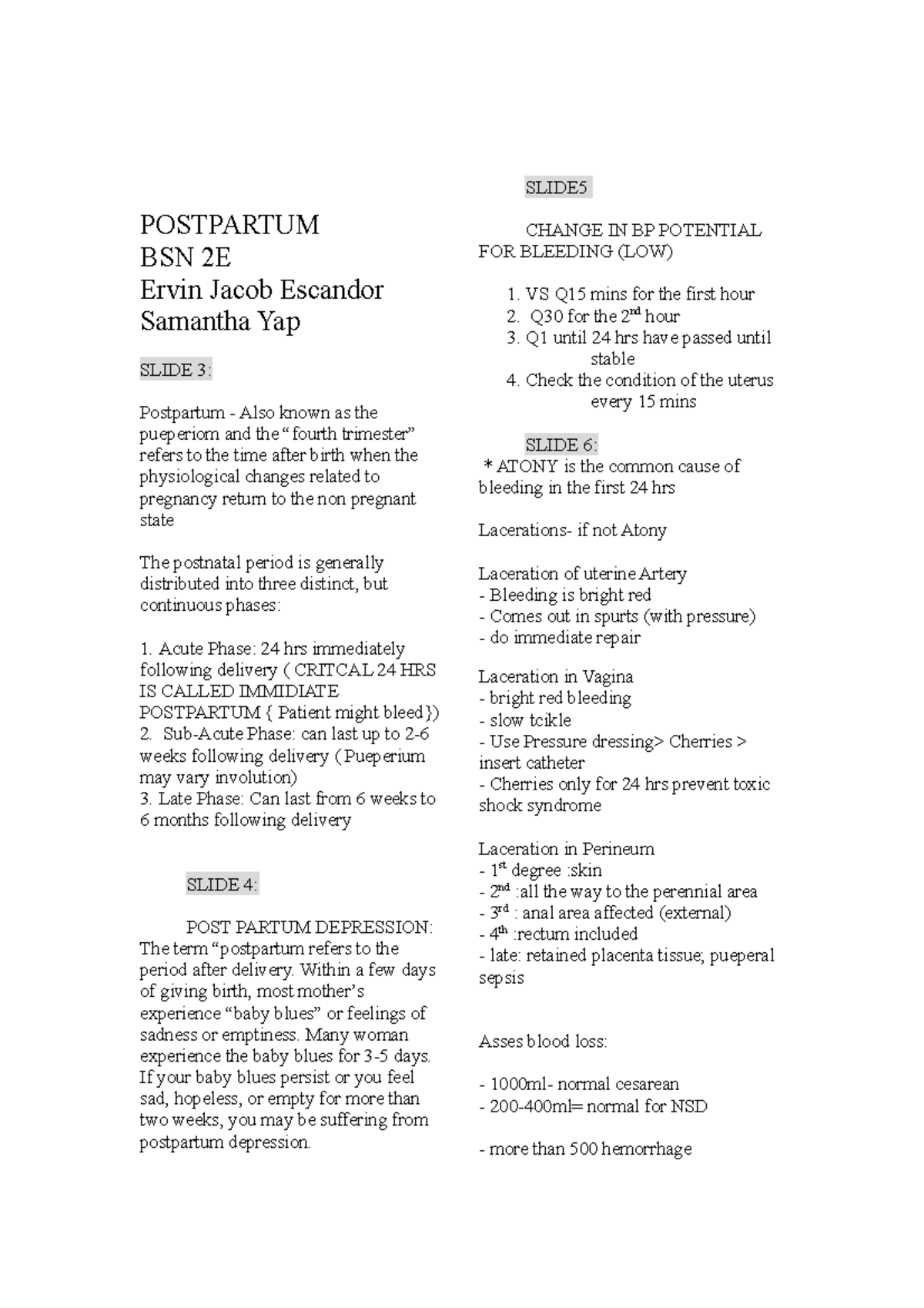 Postpartum - all are for nursing notes and activities - POSTPARTUM BSN ...