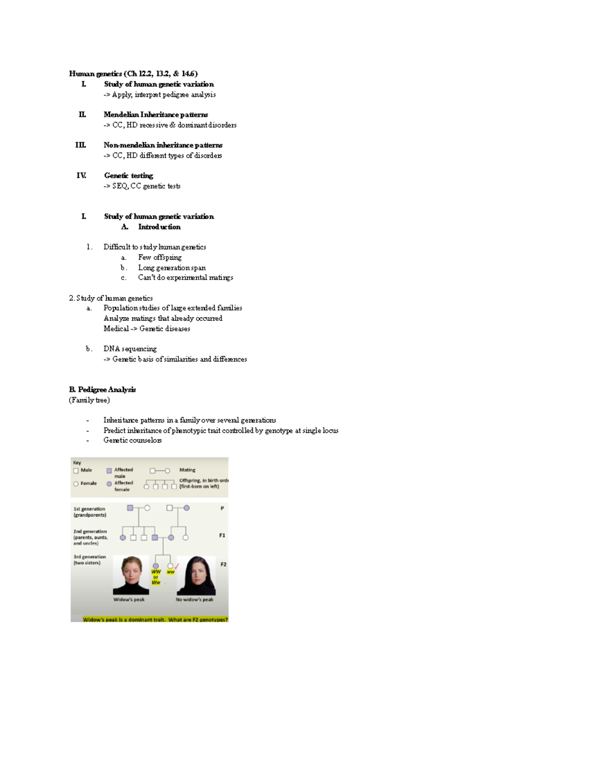 Human genetics - Study of human genetic variation -> Apply, interpret ...