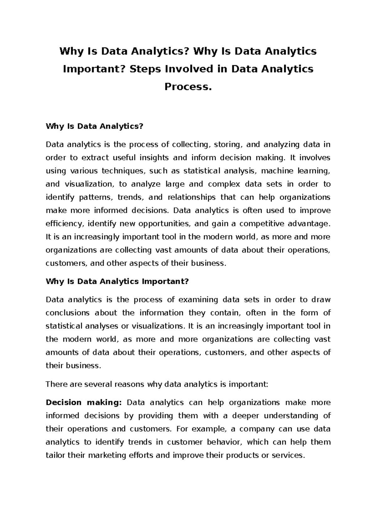 Why Is Data Analytics and Why it is important - Why Is Data Analytics ...