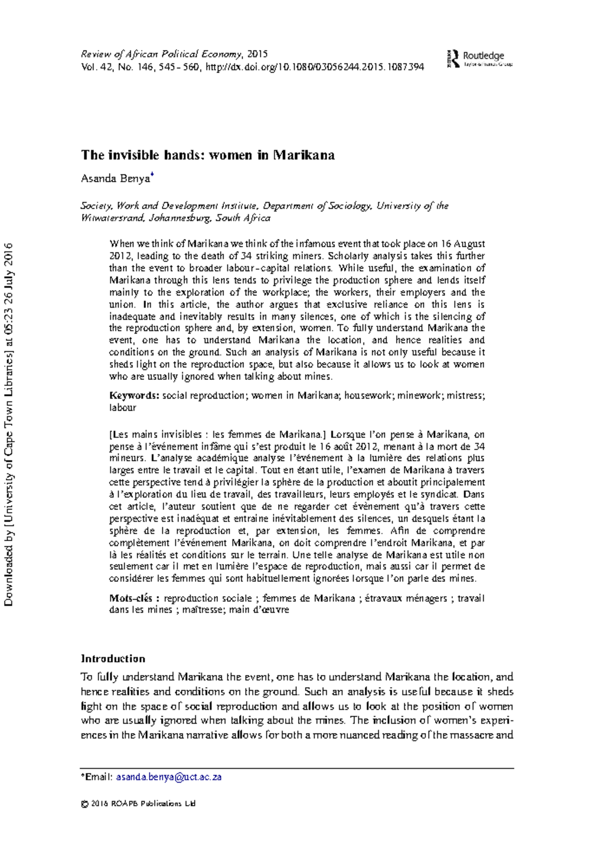 Women of Marikana Benya - The invisible hands: women in Marikana Asanda ...