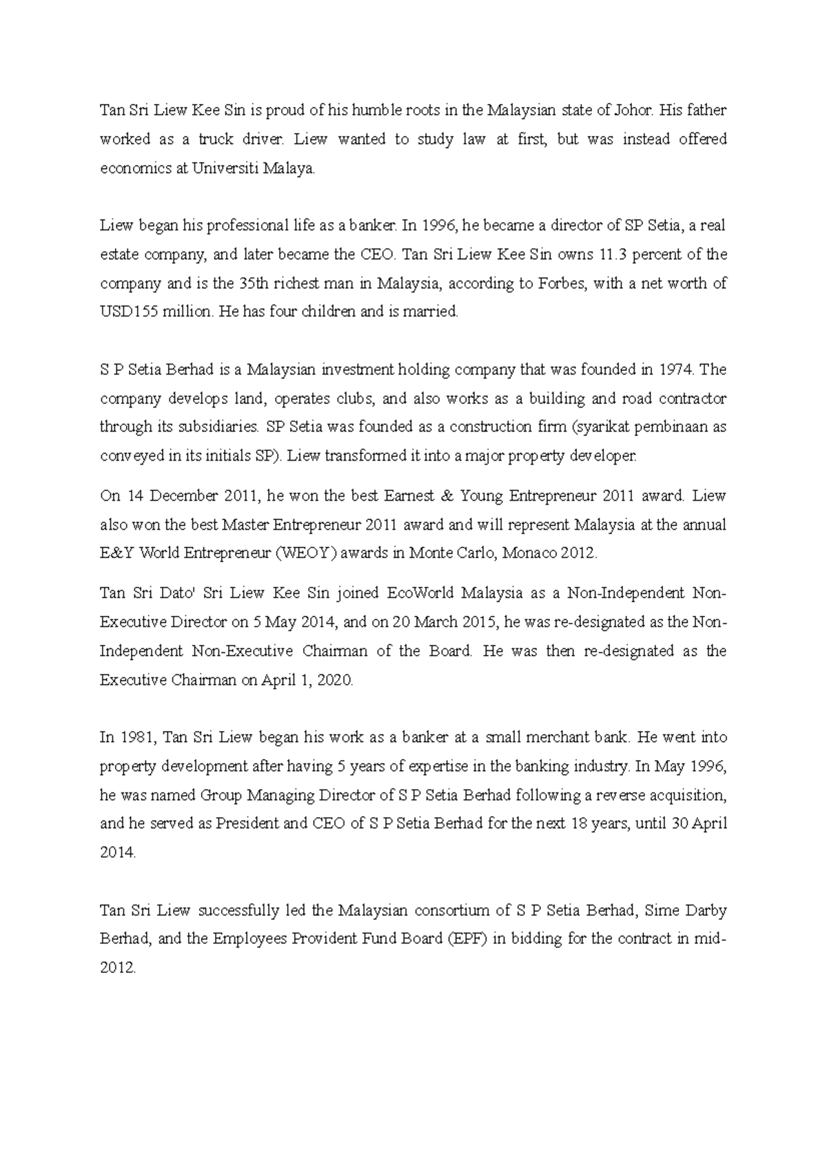 TAN SRI LIEW KEE SIN - Principles of Economic Tan Sri Liew Kee Sin ...