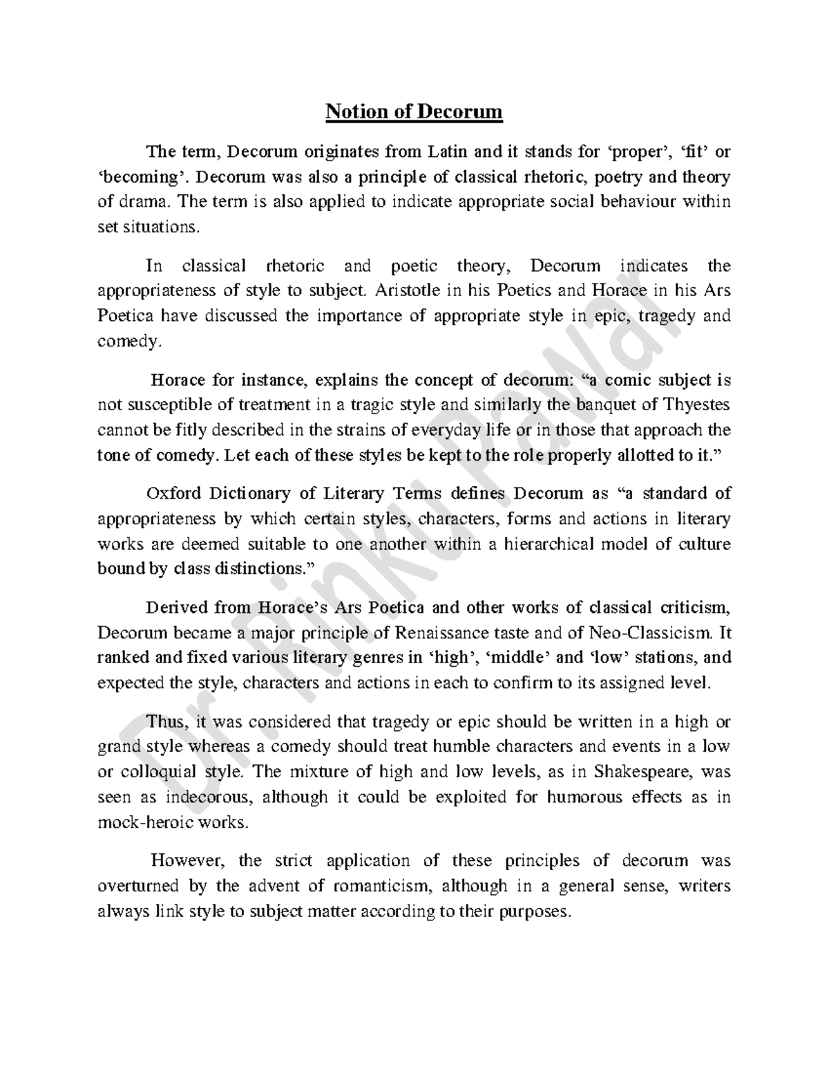 Notion of Decorum. PDF FILE - Notion of Decorum The term, Decorum ...