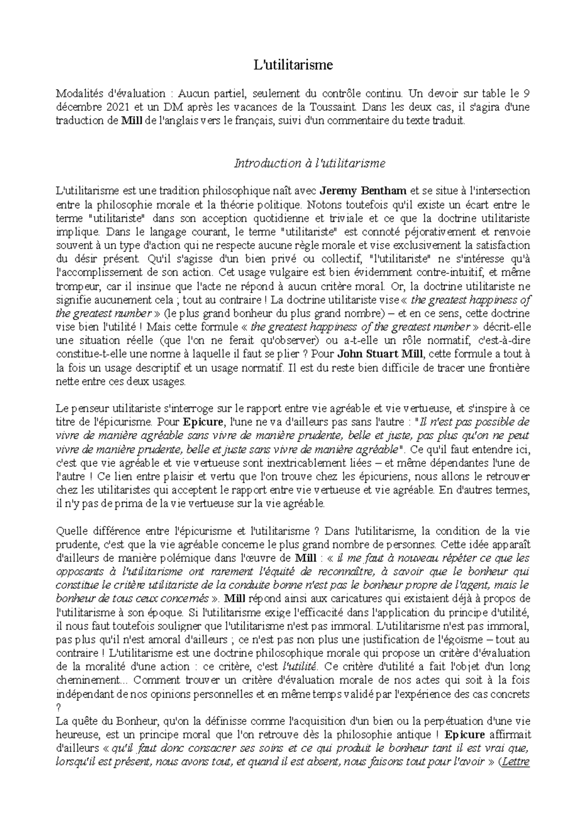 L'utilitarisme - Cours de philosophie en langue étrangère sur l ...