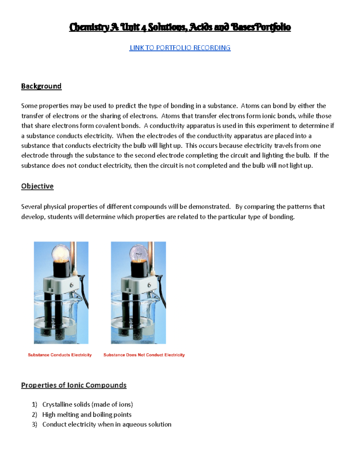 Copy of Chem A U4 Portfolio Worksheet - Chemistry A Unit 4 Solutions ...
