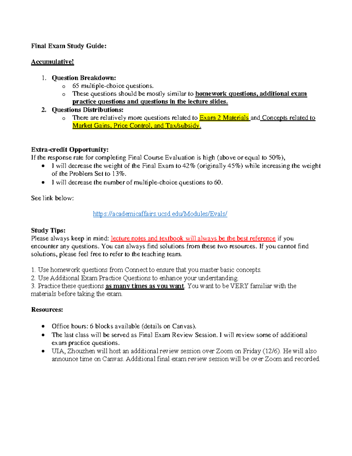Final Study Guide - Final Exam Study Guide: Accumulative! 1. Question ...