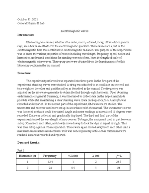 Lab 7 Electromagnetic Induction - October 24, 2021 General Physics II ...