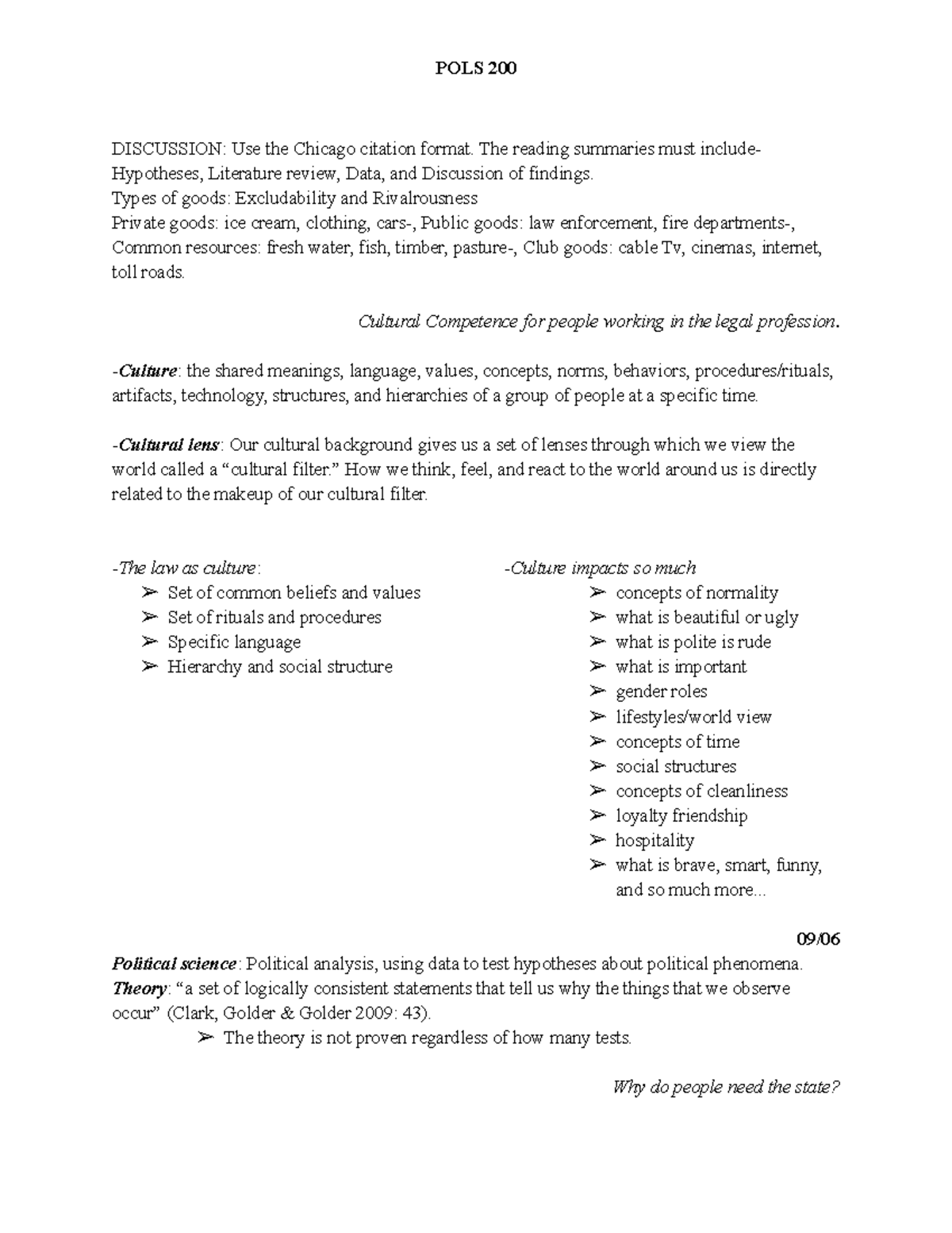 POLS 200 - Taylor Robinson Test 1 Lecture notes. - DISCUSSION: Use the ...