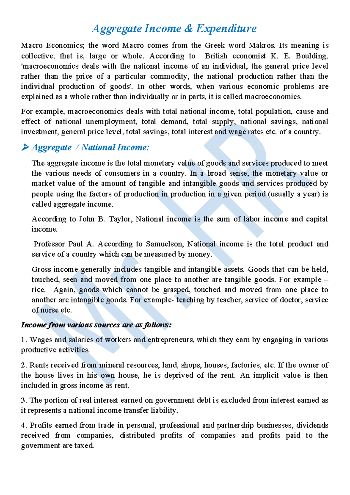 The Concept of Aggregate Income & Expenditures. - Aggregate Income ...