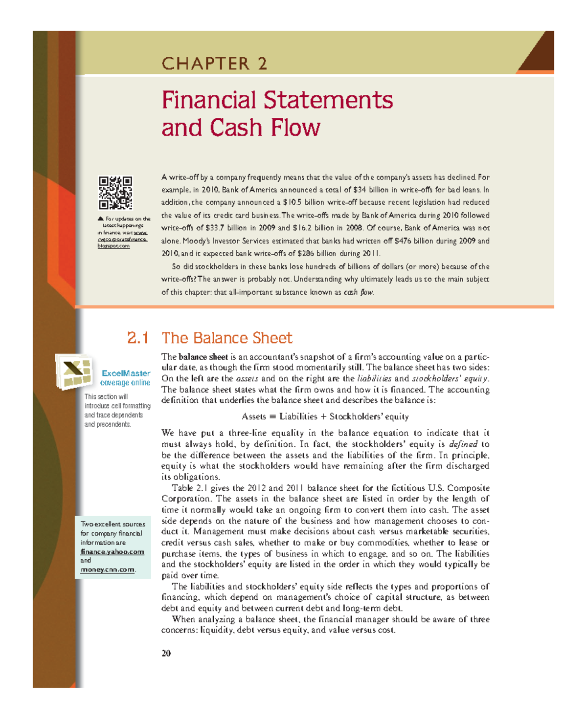 Chapter 2 - ####### 20 CHAPTER 2 Financial Statements and Cash Flow A write-off by a company ...