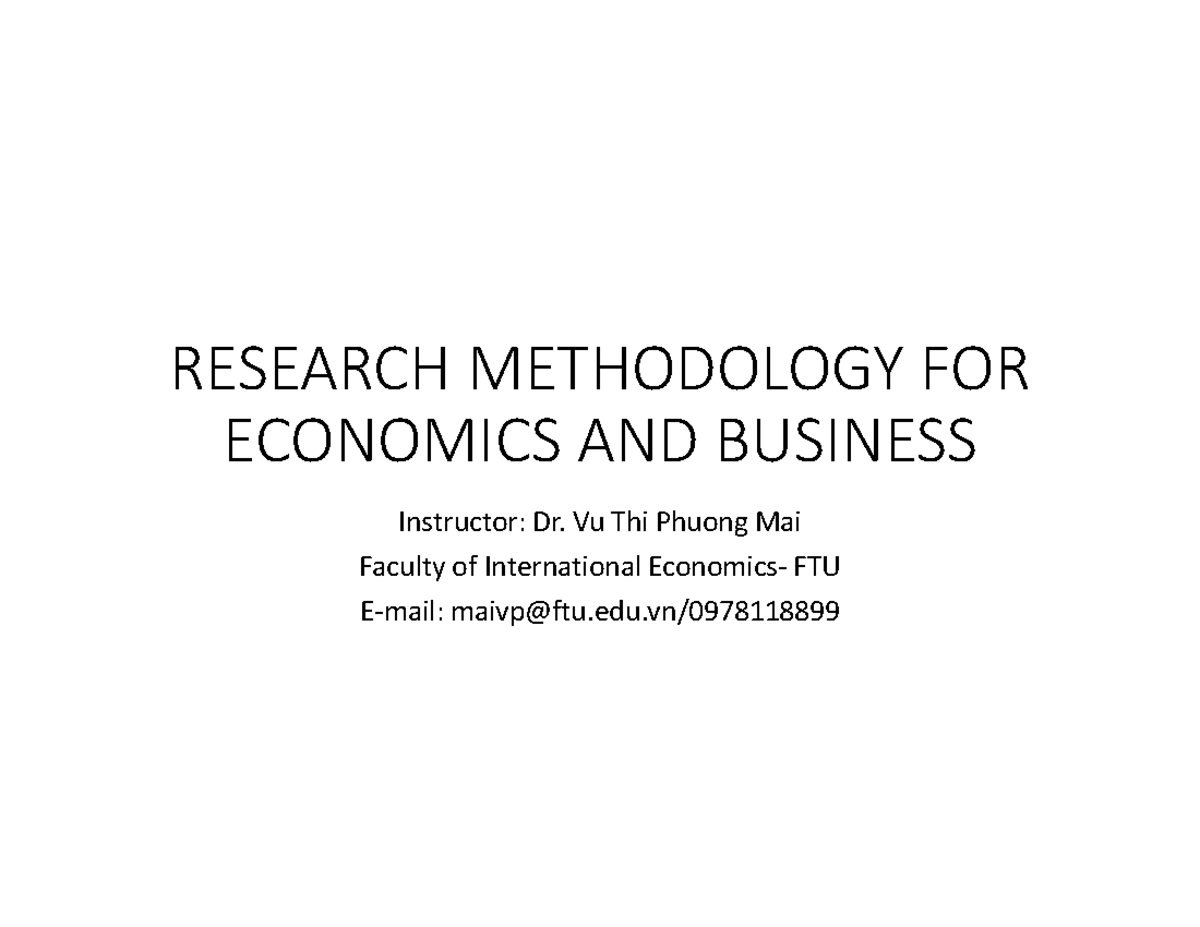 Research- Methodology KTEE206 - RESEARCH METHODOLOGY FOR ECONOMICS AND ...