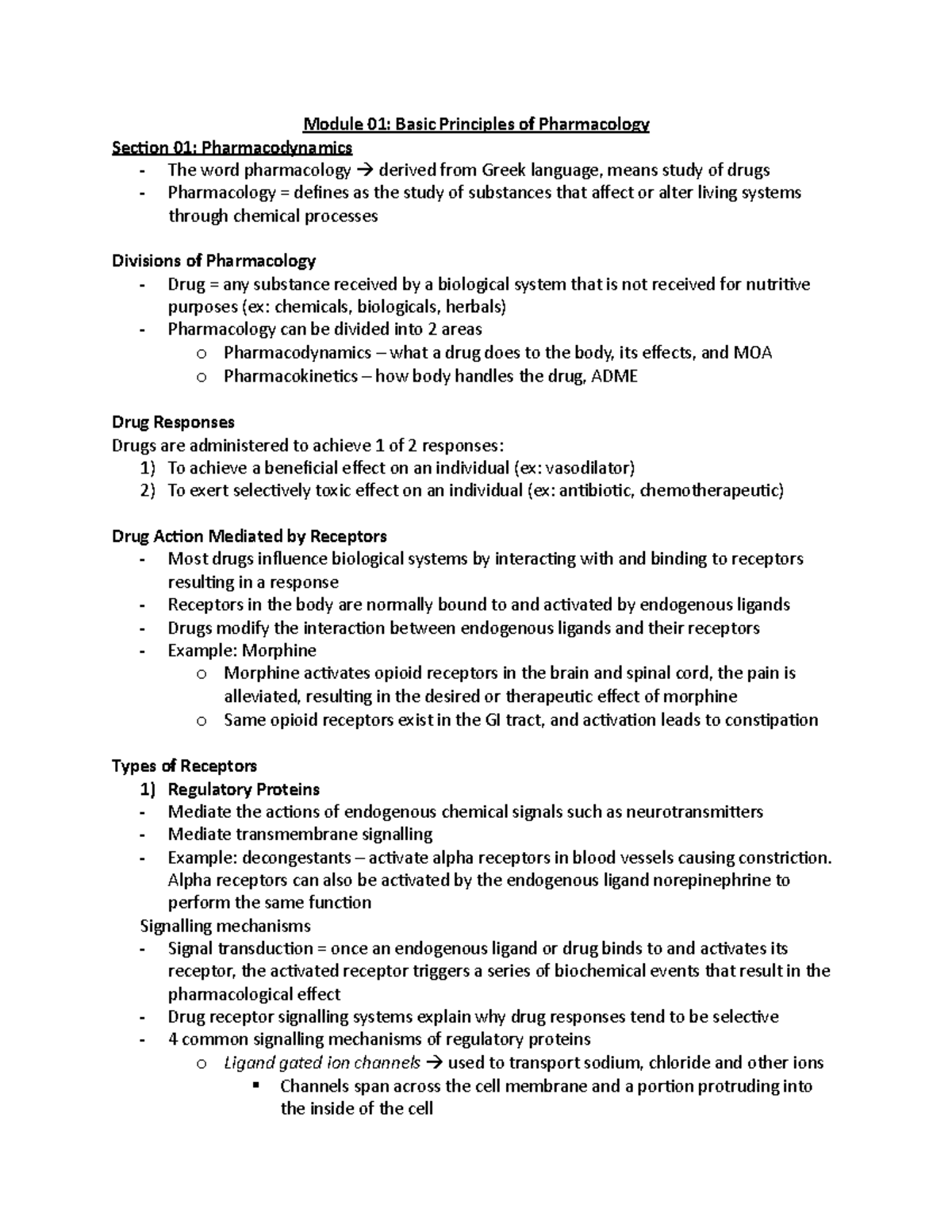 Module 01 - Module 01: Basic Principles of Pharmacology Section 01 ...