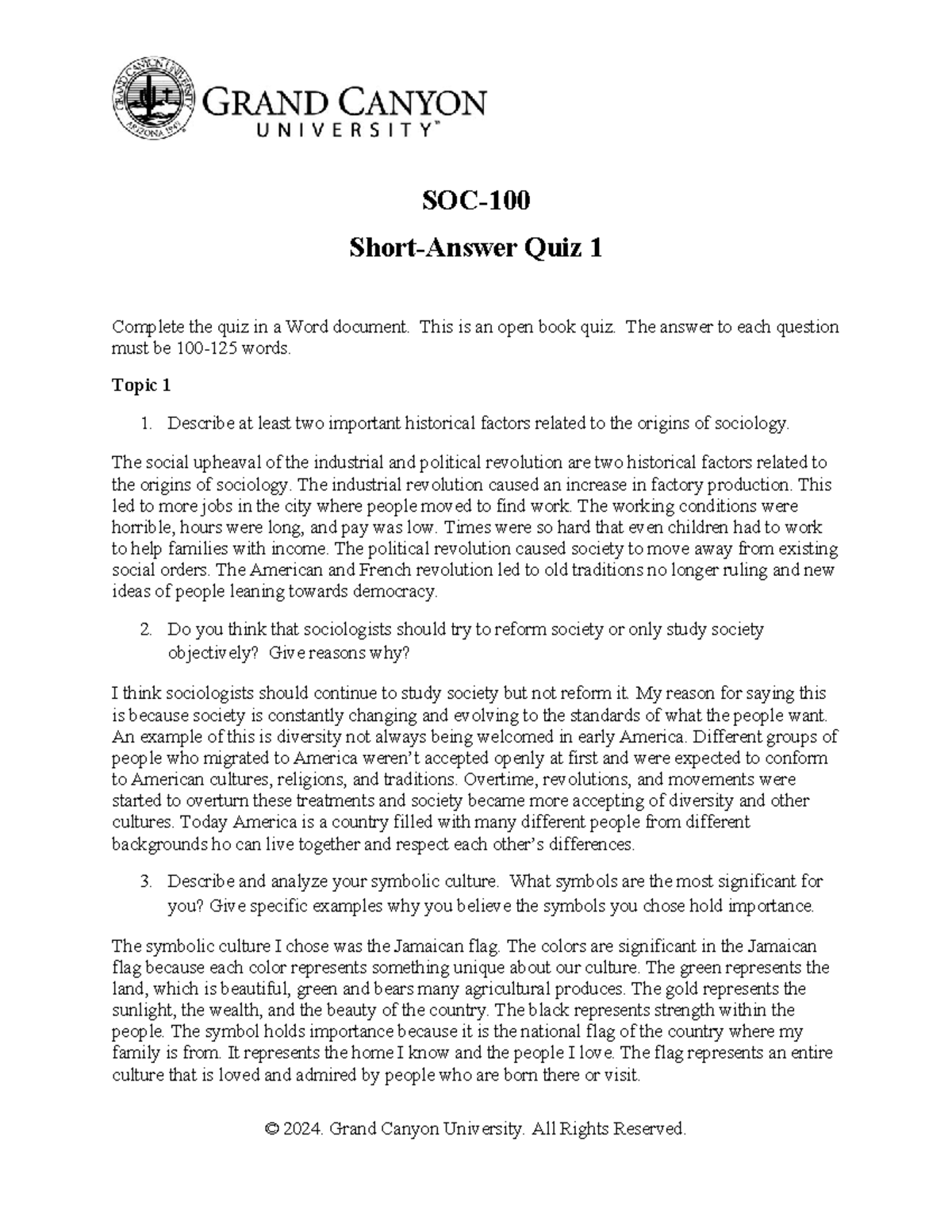 SOC-100.Short-Answer Quiz 1 1-8-18 - SOC- Short-Answer Quiz 1 Complete ...