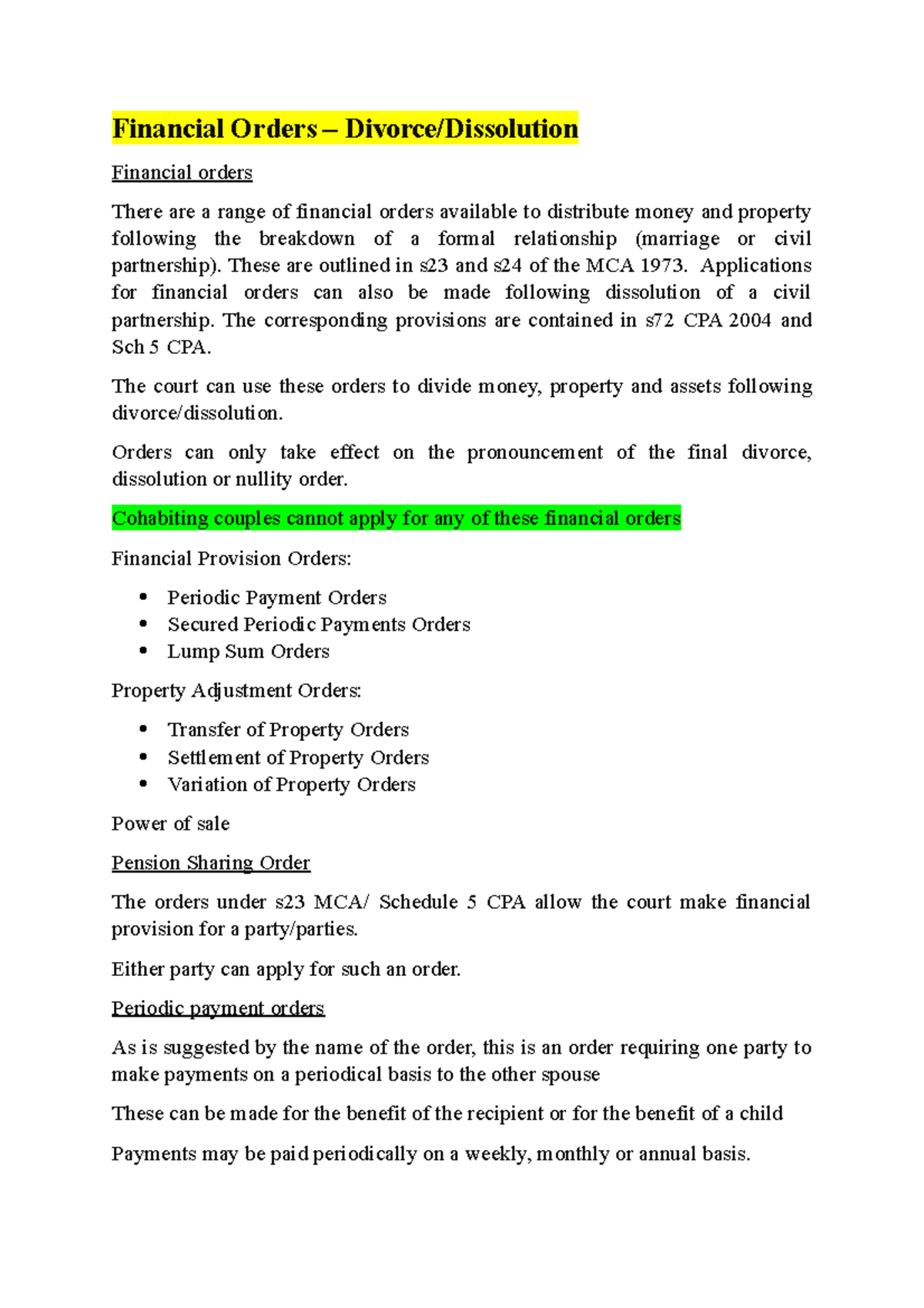 Financial Orders - Use to take notes, avoid copying! - Financial Orders ...