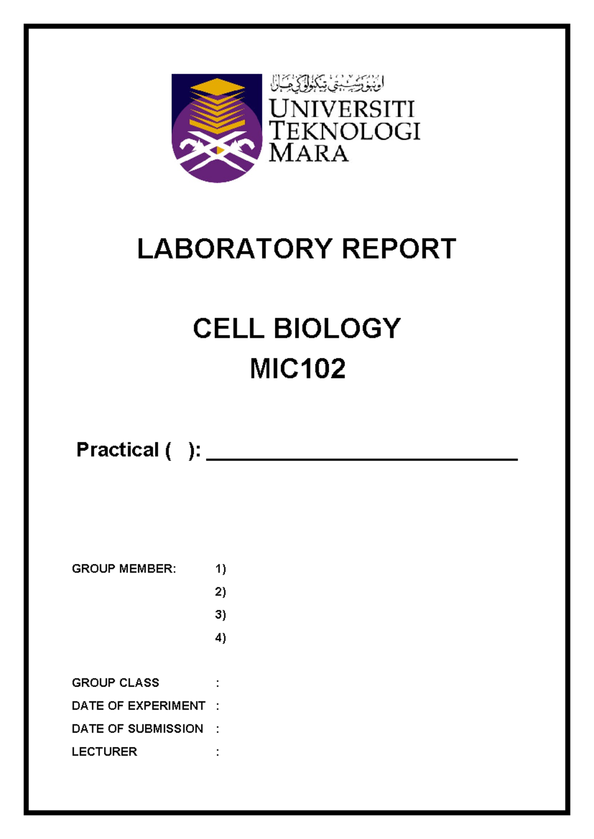 Lab Report Cover General Microbiology LABORATORY REPORT CELL lab-report-cover-general-microbiology-laboratory-report-cell
