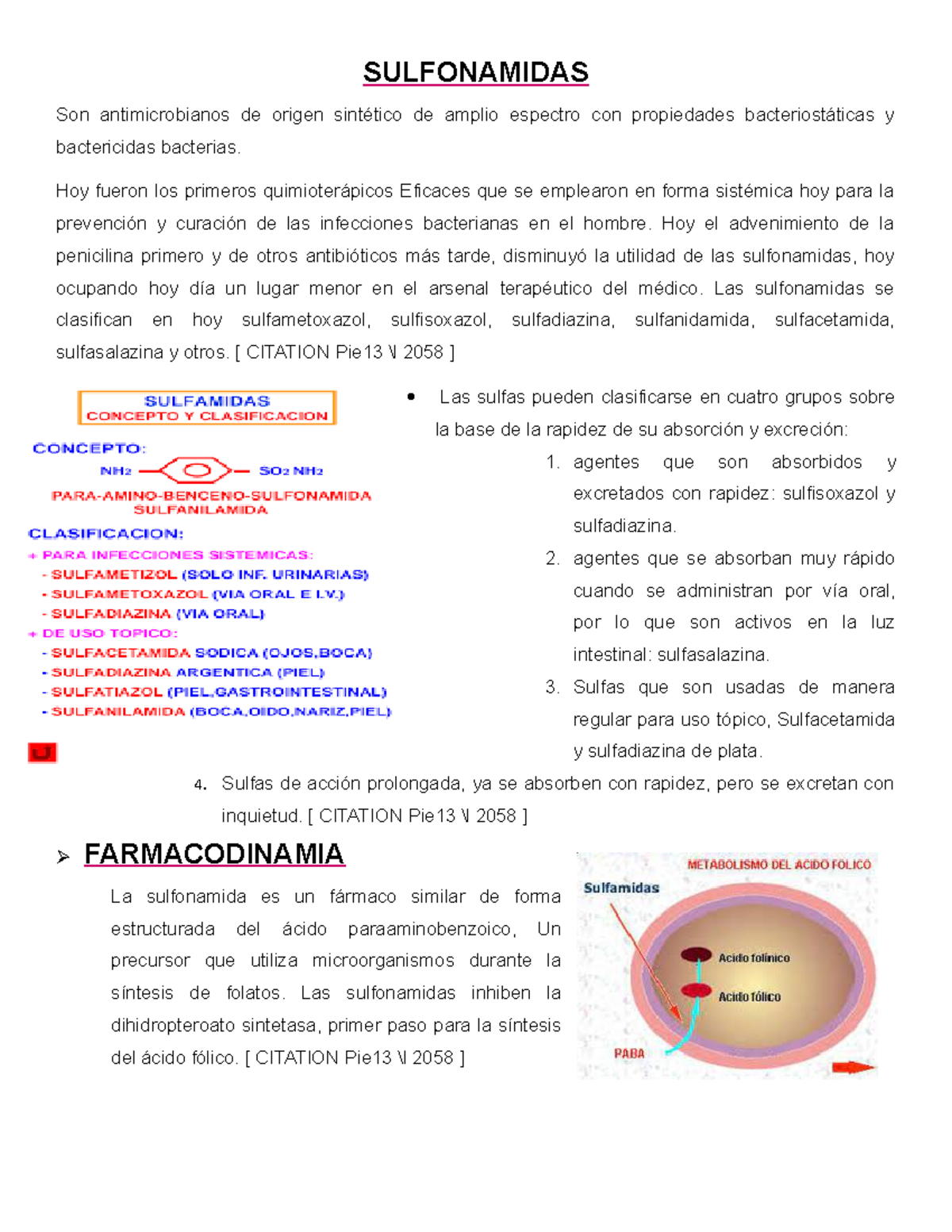 Sulfas - APUNTE SOBRE SULFONAMIDAS - SULFONAMIDAS Son antimicrobianos ...