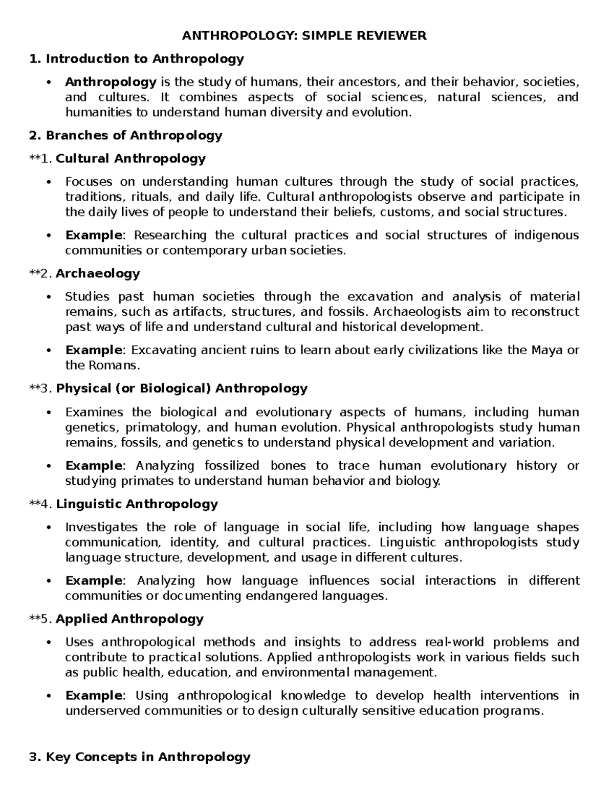 Anthropology - Review - A simple lecture notes - ANTHROPOLOGY: SIMPLE ...