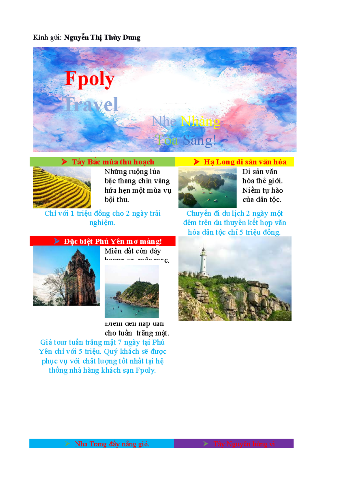 Bt tin - Bài tập tin - Kính gửi: Nguyễn Thị Thùy Dung Tây Bắc mùa thu ...