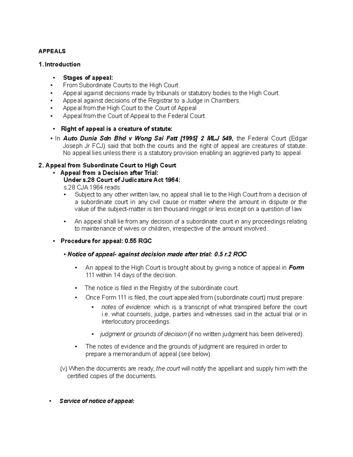 12. Appeals - Appeal note civil - Introduction Stages of appeal: From ...