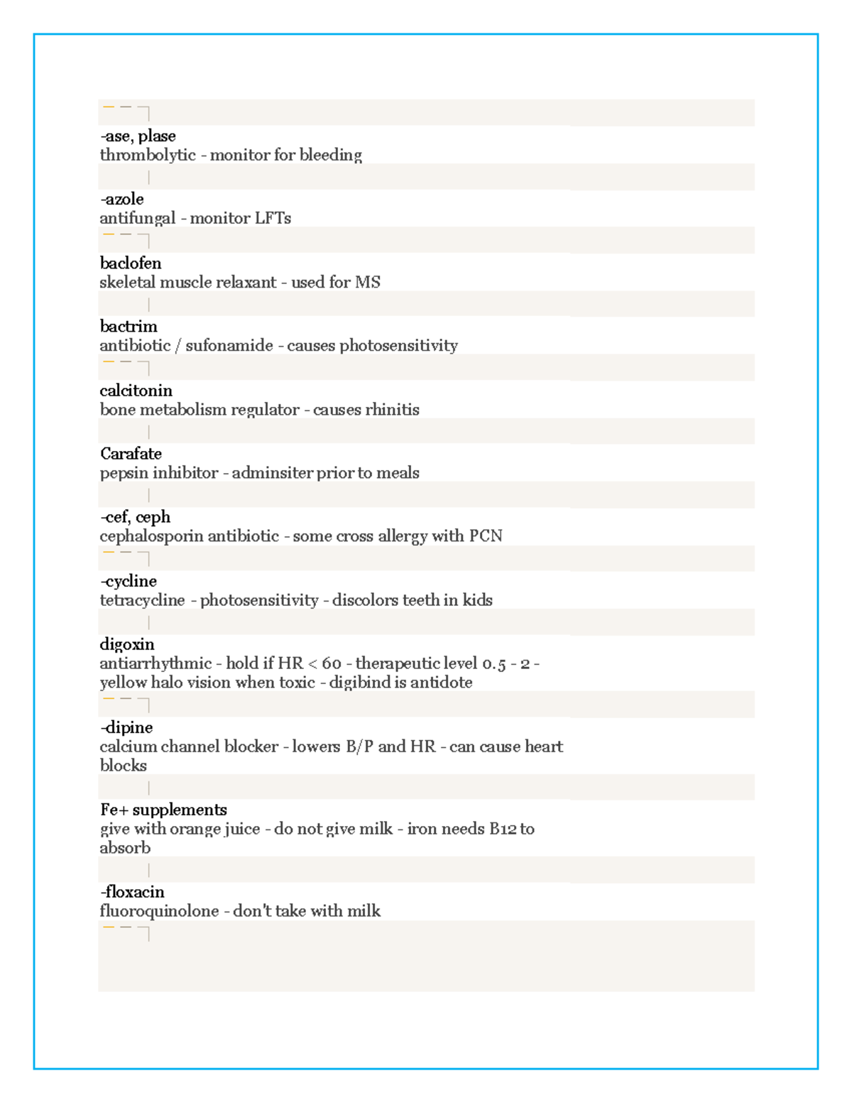 Cheat sheet for HESI pharmacology - ase, plase thrombolytic - monitor ...