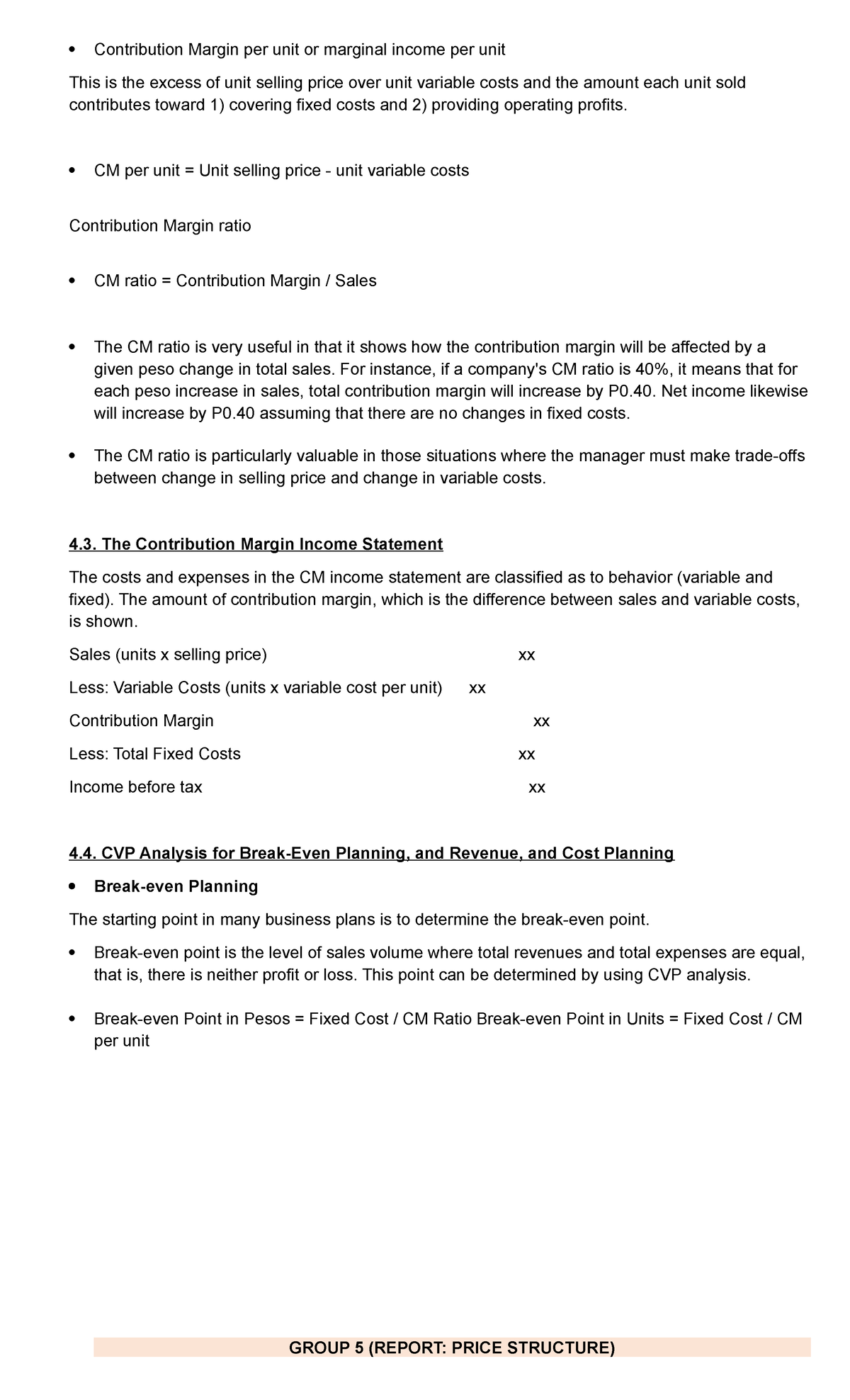 Notes na sinend G5 Report Q - Contribution Margin per unit or marginal ...