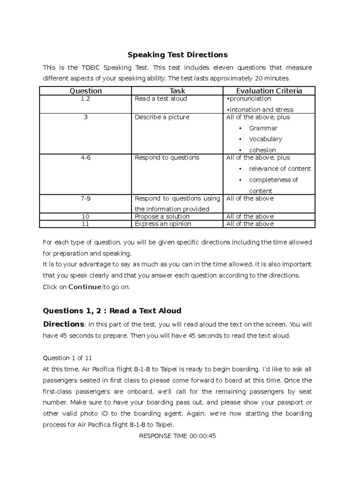 File 1(Question 1 6) - File 1(Question 1 6) - Speaking Test Directions ...