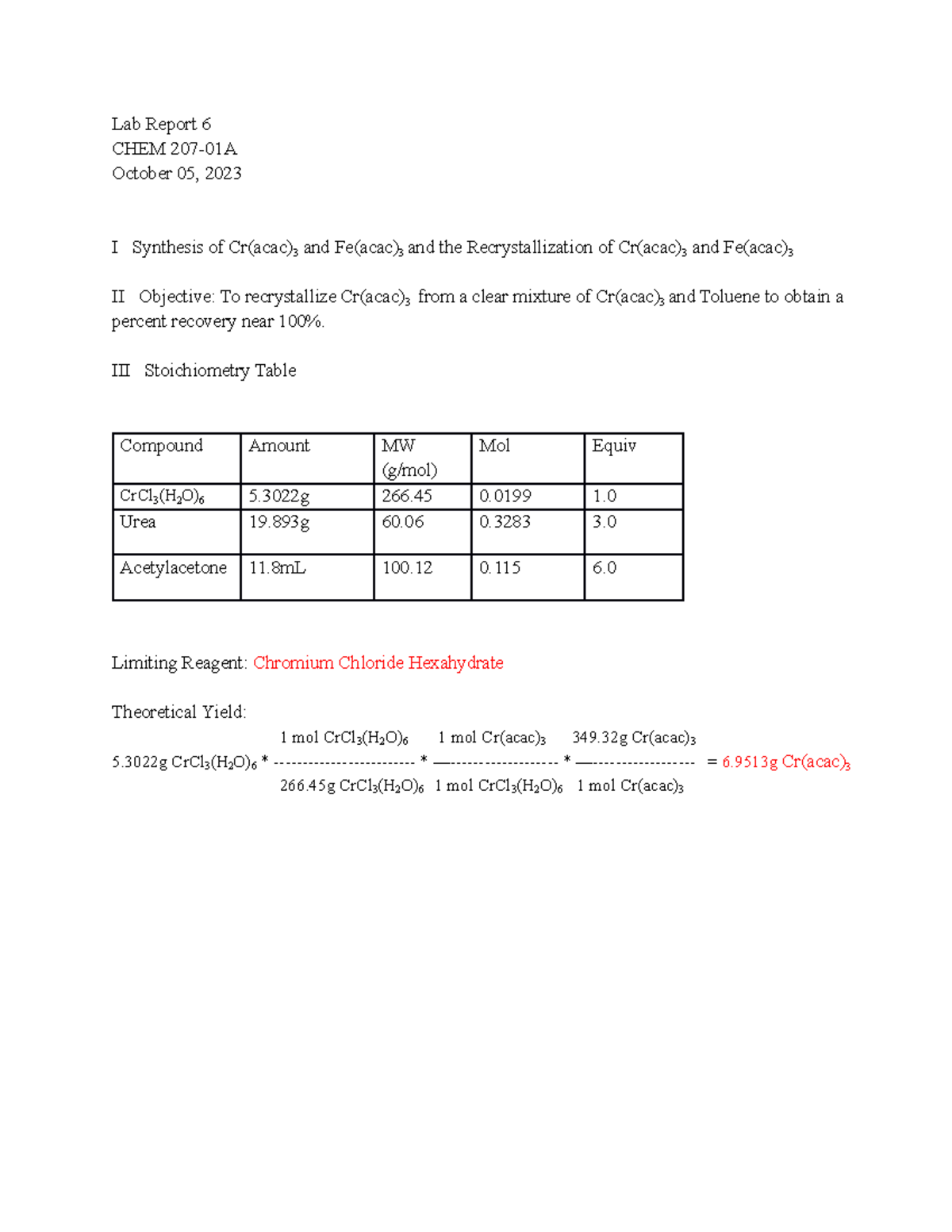 Lab Report 6 - Google Docs - Lab Report 6 CHEM 207-01A October 05, 2023 ...