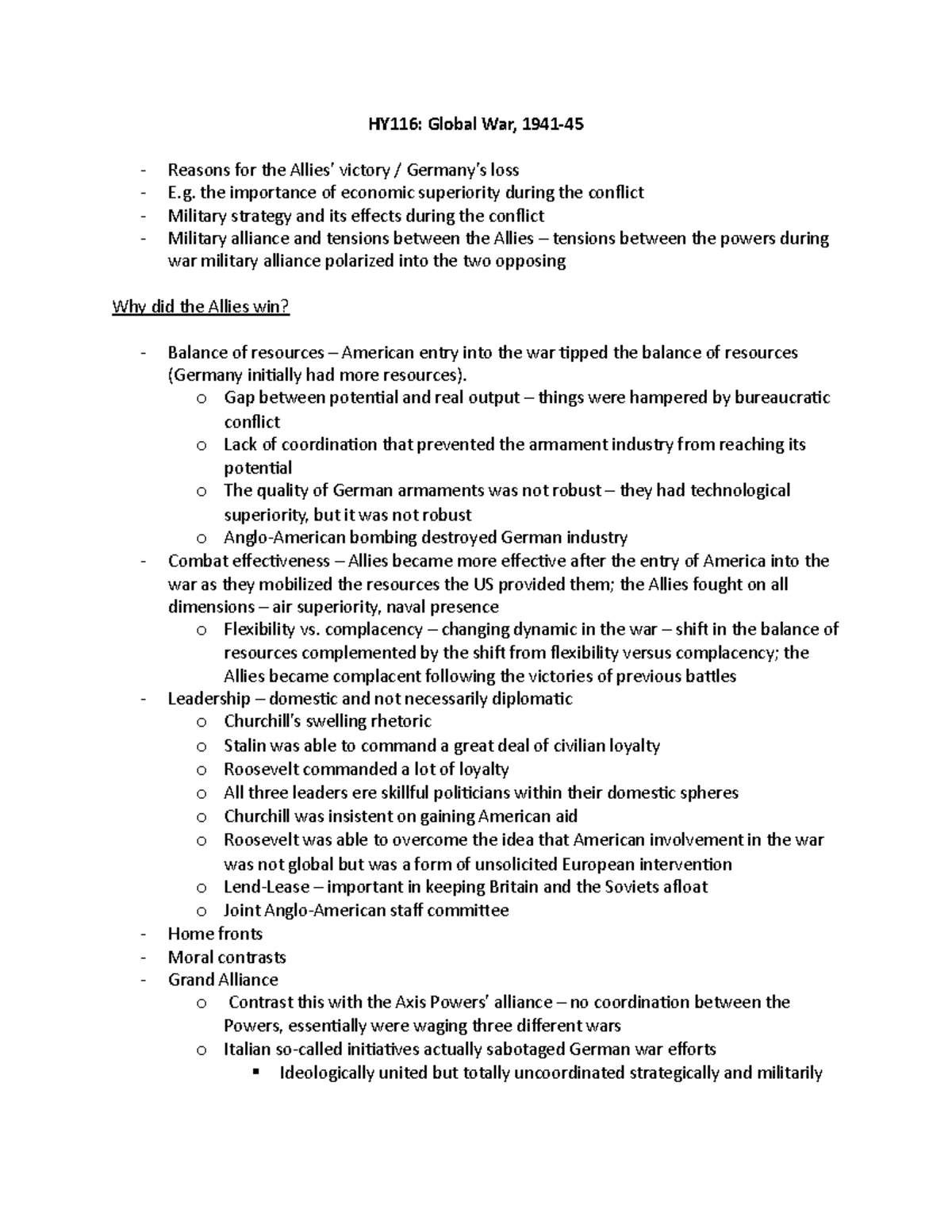 Global War, 1941-45 - summary reading notes - HY116: Global War, 1941 ...